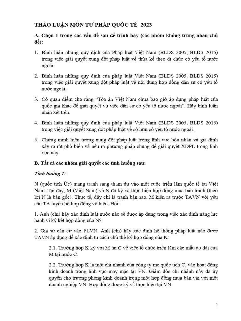 Thảo Luận TPQT - 2023 | PDF