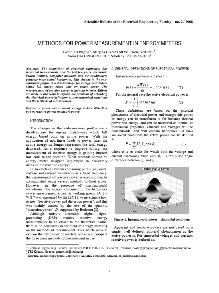Power Measurement In Energy Meters Pdf Ac Power Electronics
