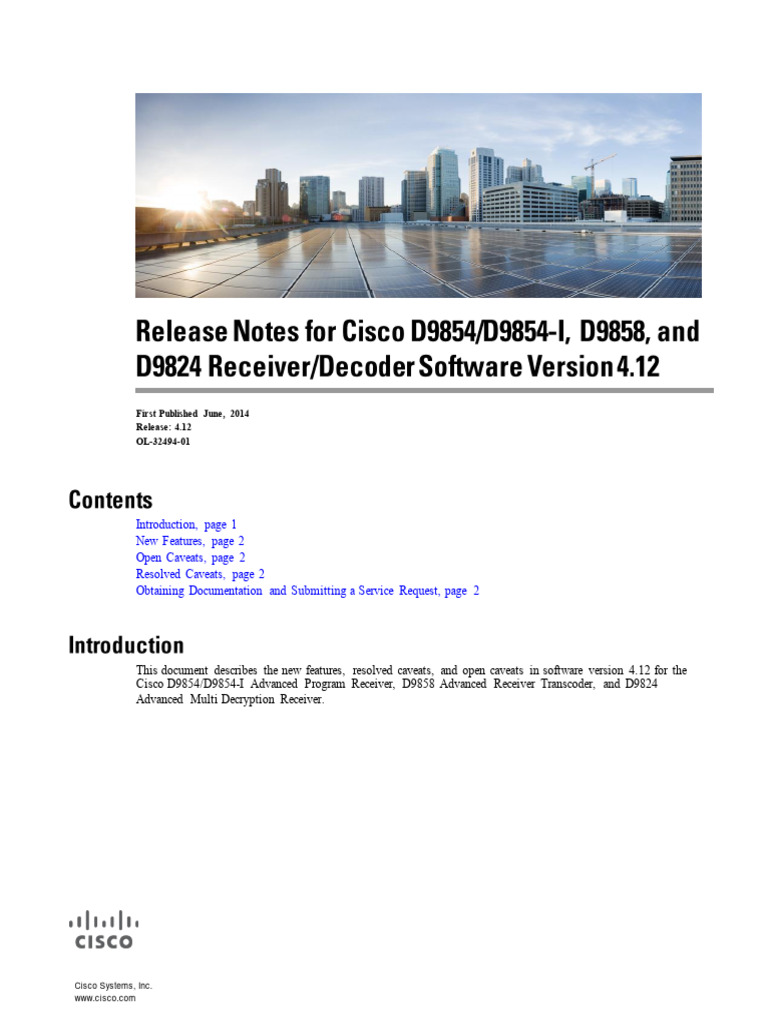 Release Notes D9854 D9858 D9824 Receiver Decoder SW V4 12 | PDF ...