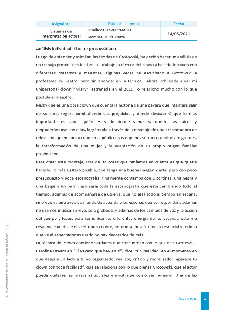 Actor Grotowskiano Pdf Actor Payaso