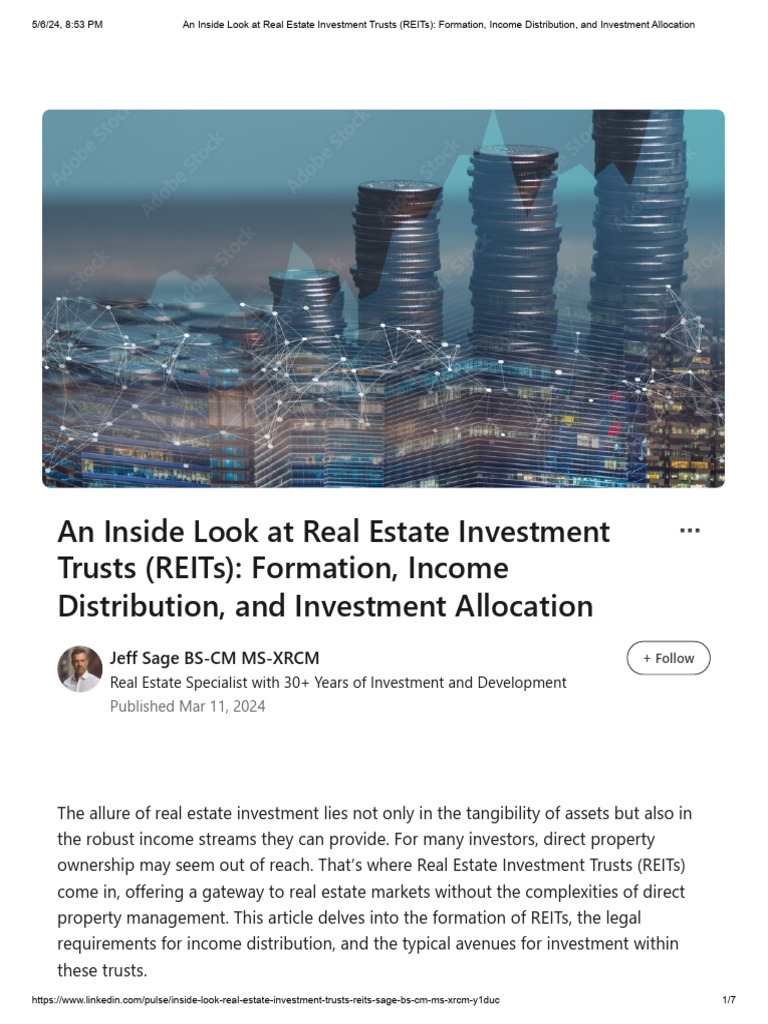 Understanding REITs: Formation and Income | PDF | Real Estate ...