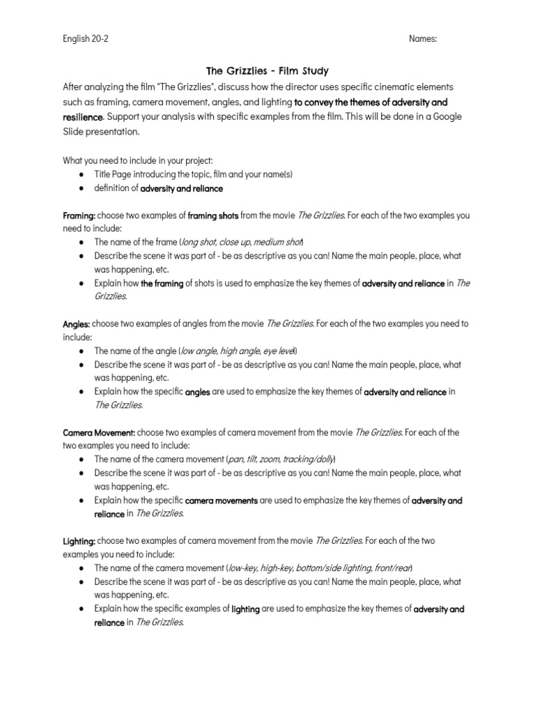 The Grizzlies - Film Study Assignment | PDF | Camera | Human Communication