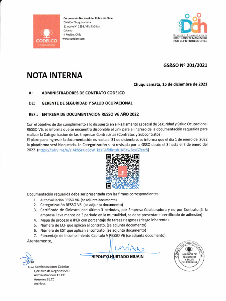 38.-Nota Interna Categorización 2022 | PDF