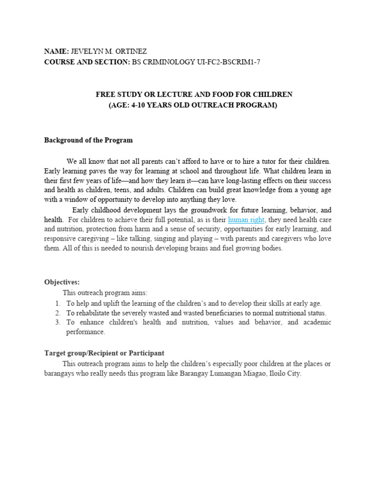 Outreach Plan | PDF | Learning | Caregiver