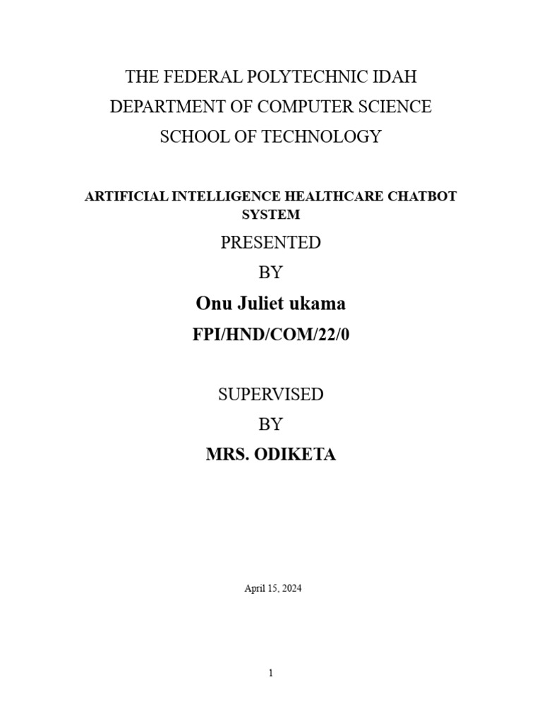 Amaka Proposal | Download Free PDF | Health Care | Artificial Intelligence