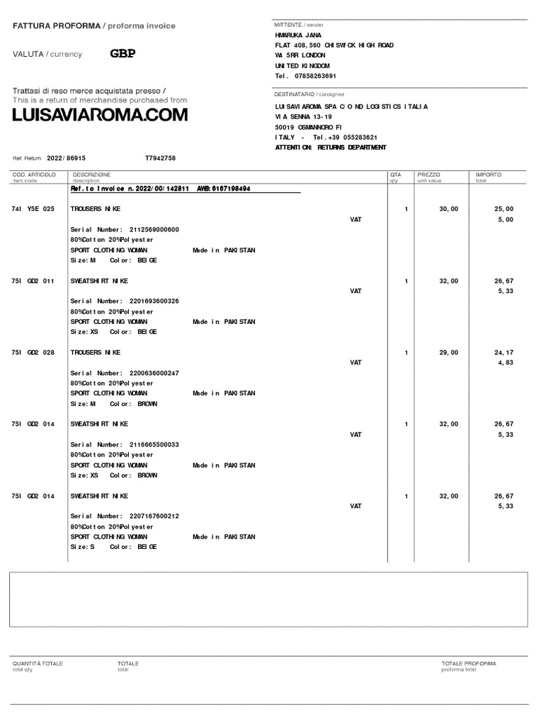 Proforma 2022 86915 | PDF | Trade | Payments