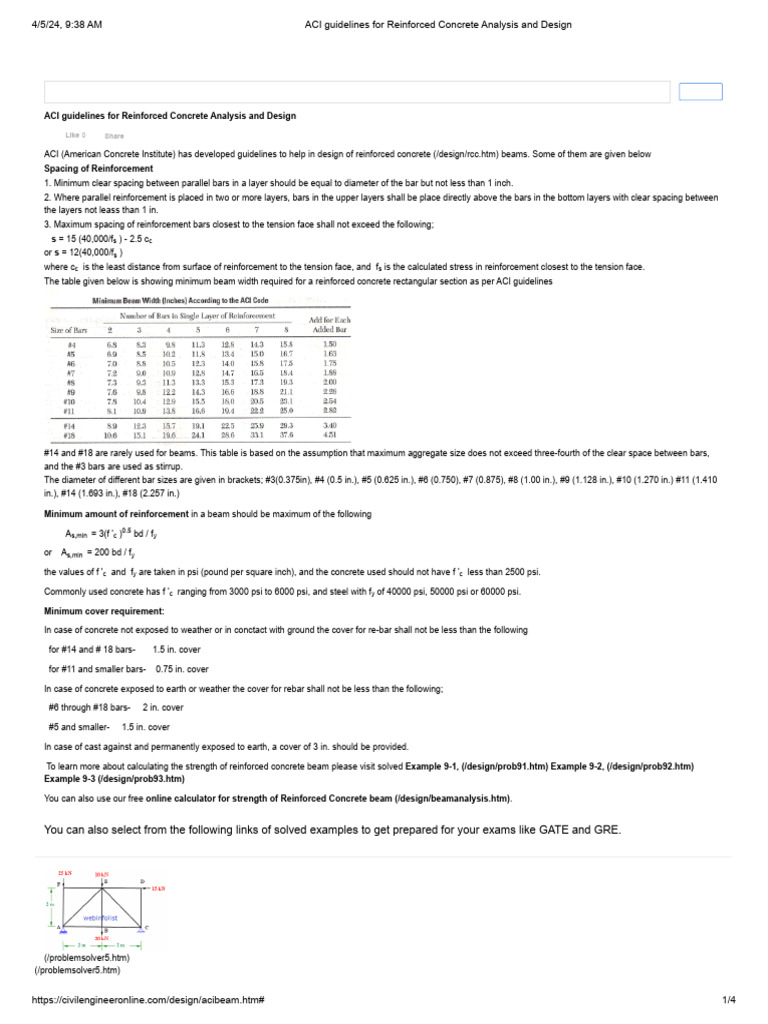 ACI Guidelines For Reinforced Concrete Analysis and Design | PDF ...
