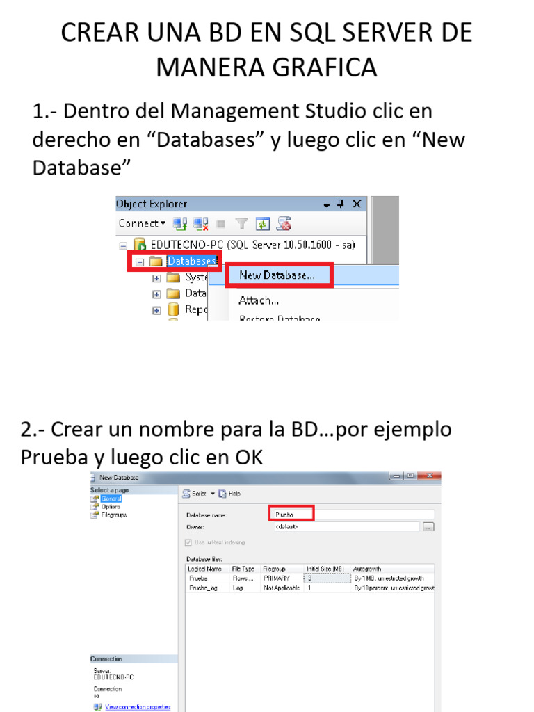 Pasos de creacion y edicion de BD y tablas_forma grafica | PDF | Bases de datos | Tipo de datos