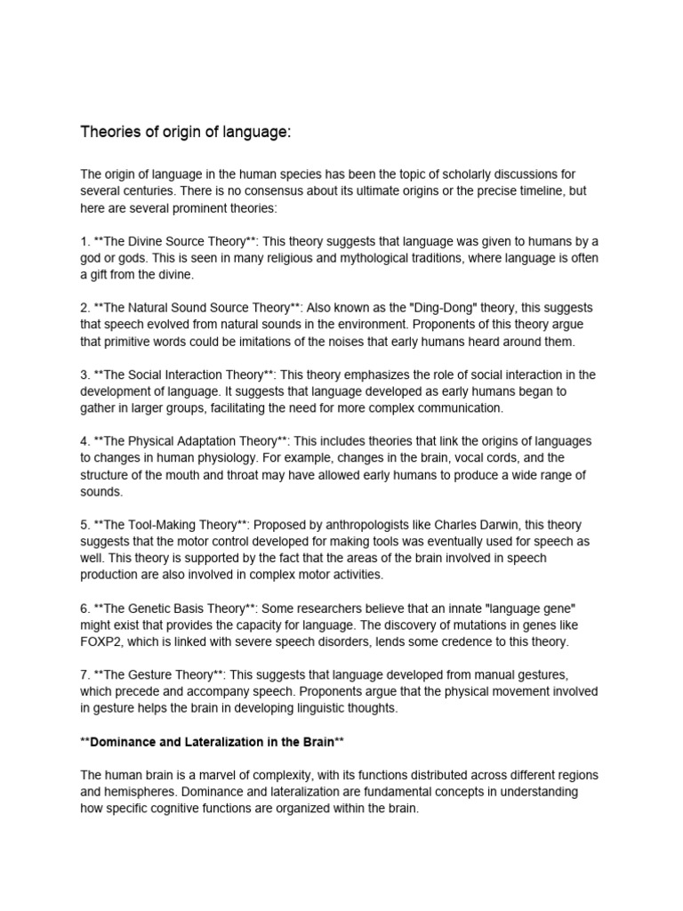 Psycholinguistics Notes-1 | PDF | Aphasia | Lateralization Of Brain ...