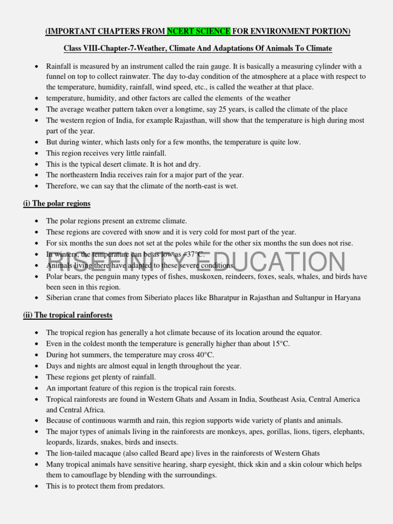Environment Chapter From NCERT Science | PDF | Ecosystem | Nitrogen