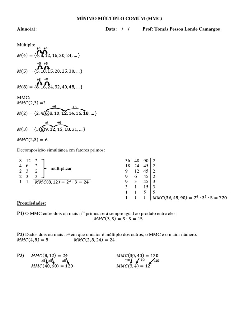 Exercícios de MMC e MDC de vestibular | PDF | Teoria dos Números ...