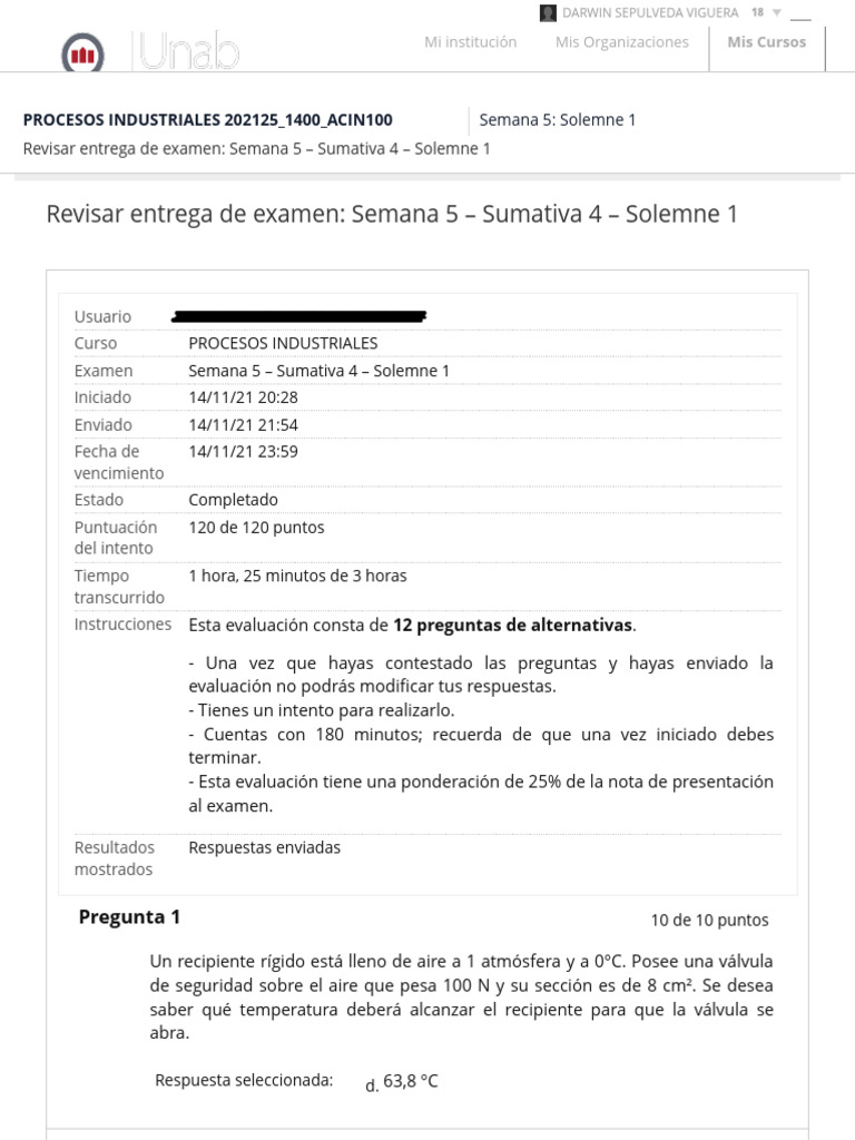 Revisar Entrega de Examen: Semana 5 - Sumativa 4 - Solemne 1 | PDF | Atmósfera de tierra | Oxígeno