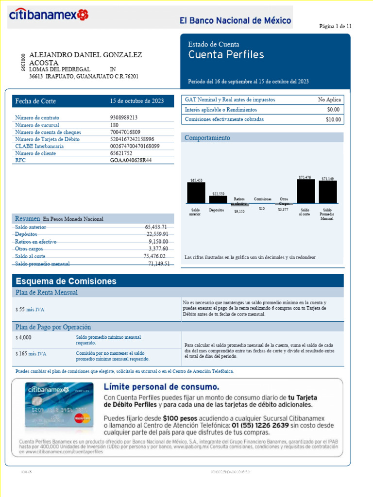 Estado de Cuenta Bancario | PDF | Bancario | Pagos