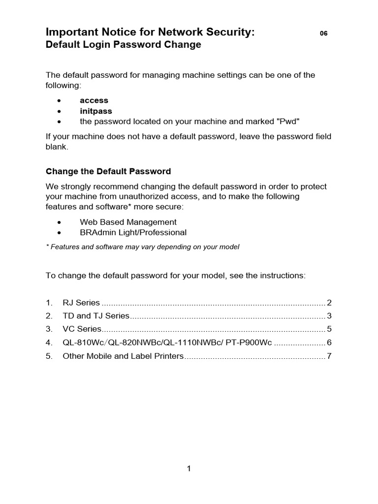 Important Notice For Network Security Default Login Password Change en ...