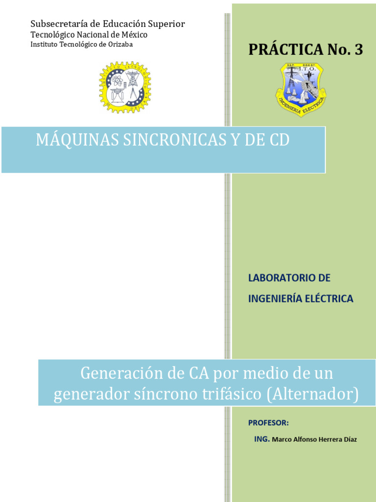 Práctica No. 3 | PDF | Ingenieria Eléctrica | Generador eléctrico