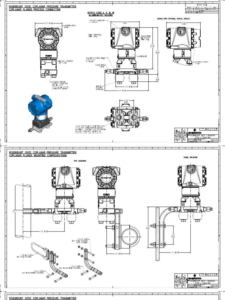 Rosemount 3051C Pressure Transmitter Drawings | PDF | Manufactured Goods