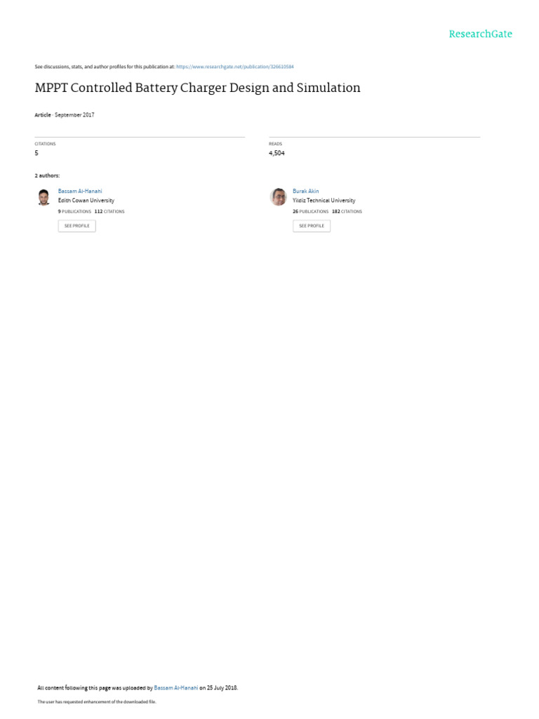 Mpp t Controlled Battery Charger Design and Simulation | PDF ...