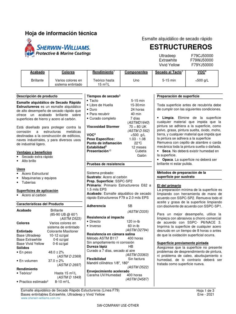 Esmalte Estructureros F79 - EW-UD-VY - (Ene-21) | PDF