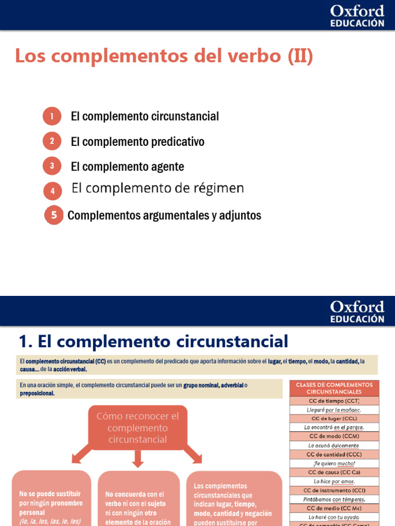 Presentación. Los Complementos Del Verbo II | PDF | Verbo | Asunto ...
