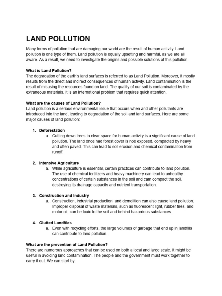 Land Pollution | Download Free PDF | Pollution | Soil