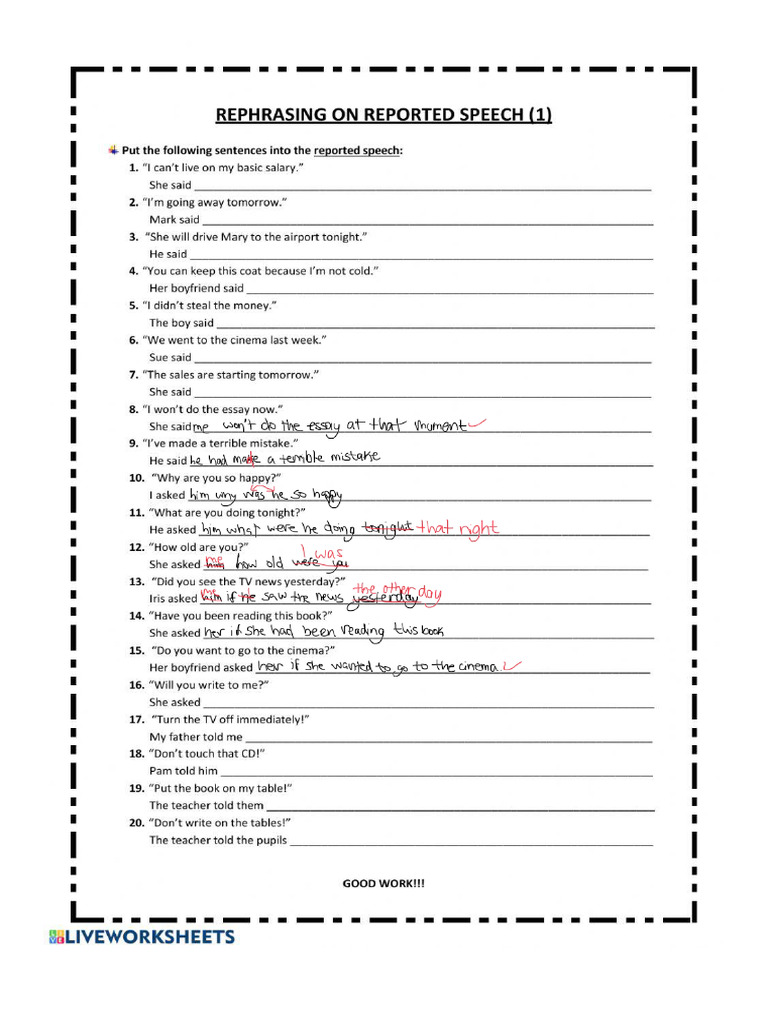 Reported speech rephrasing | PDF