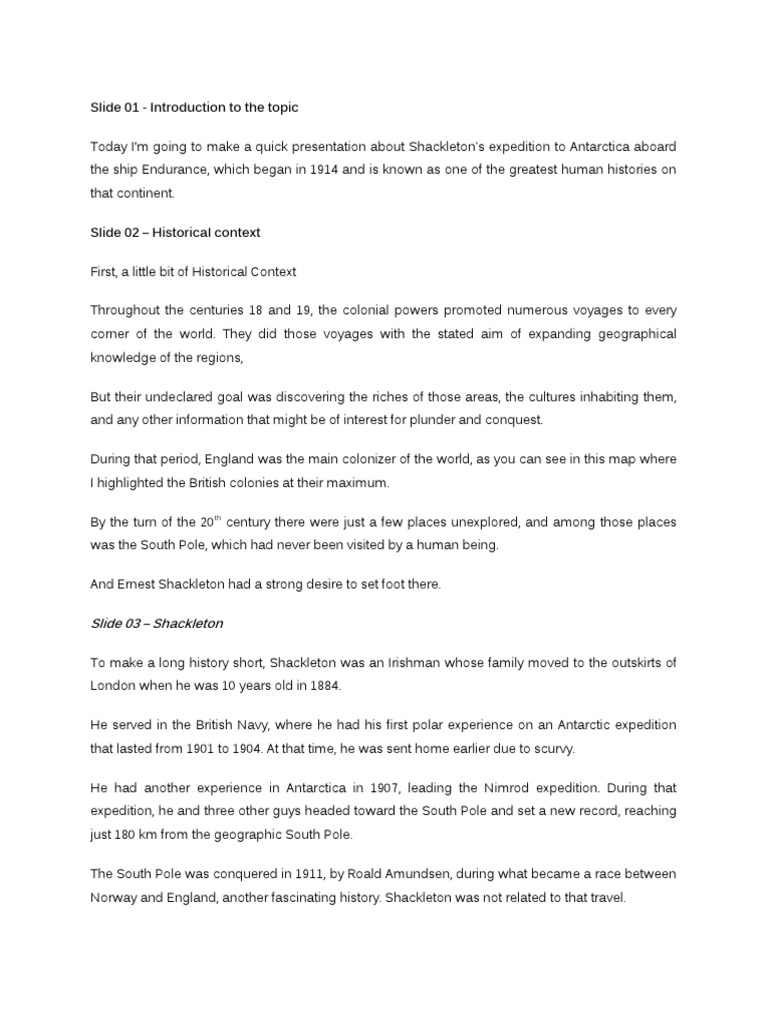 ScriptPresentation Maza | PDF | Ernest Shackleton | South Pole