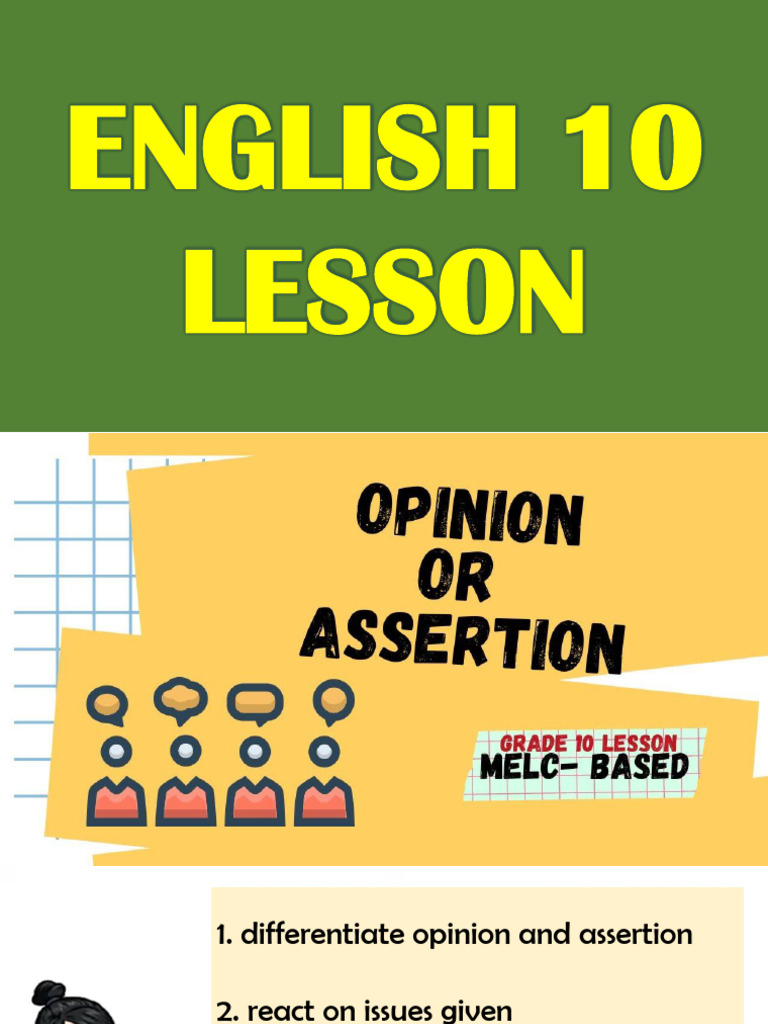 Q2 Lesson 4 Opinion Assertion | PDF