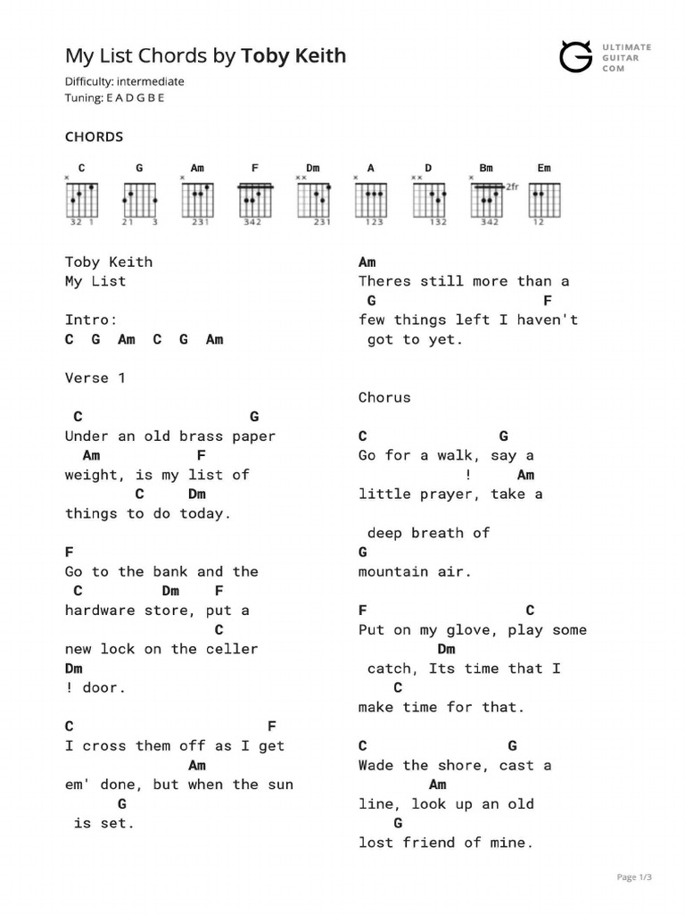 My List Chords | PDF