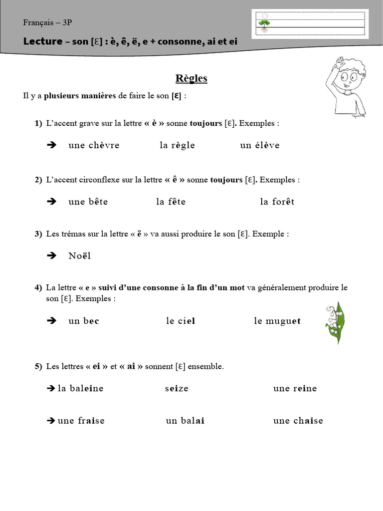 Lecture des sons ai, ei, è, ê, ë | PDF | Linguistique