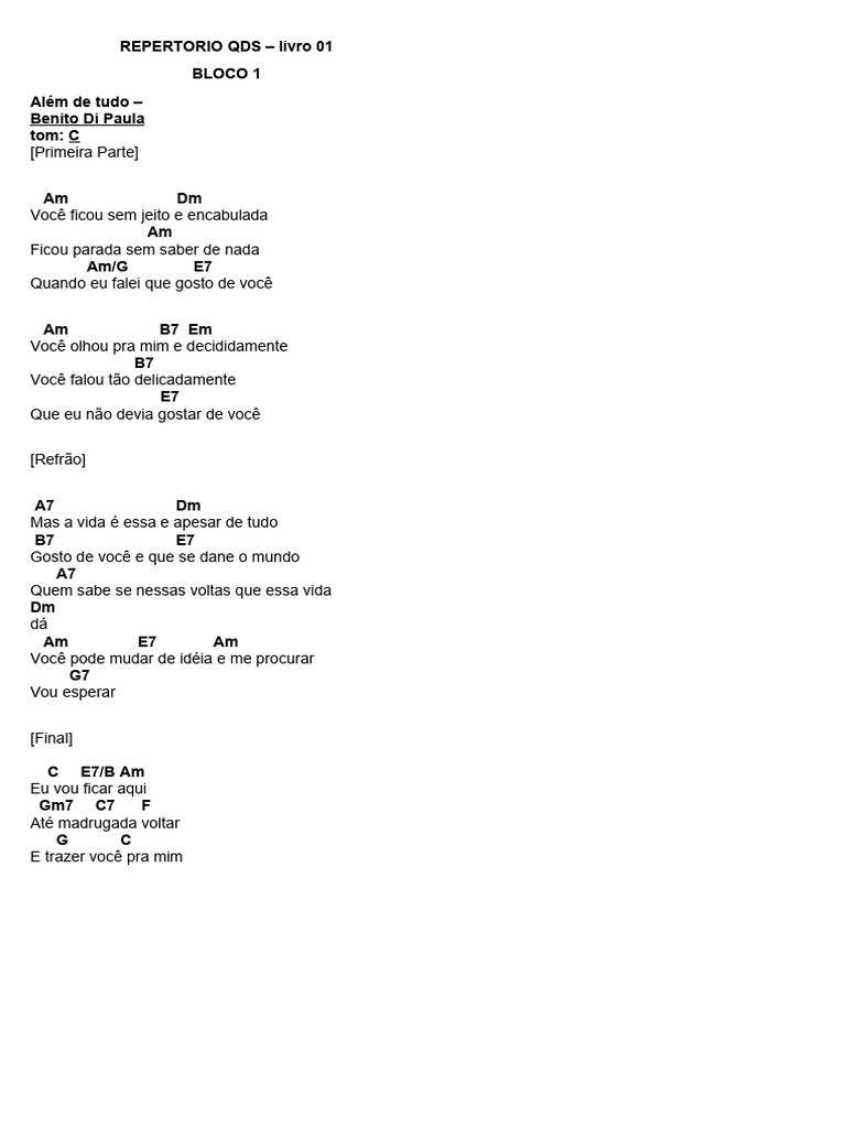 Letras de Músicas Brasileiras Clássicas | PDF | Amor