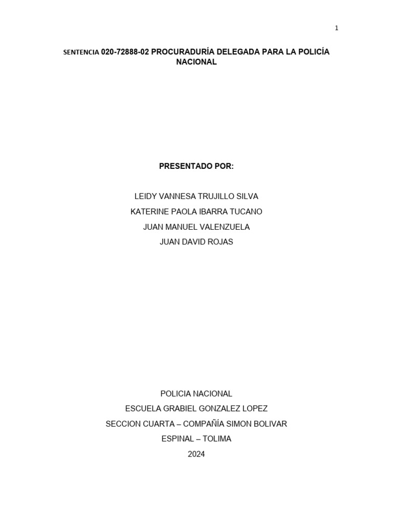 Grupo 4 Cuarta Seccion Presentado Por | PDF | Intención (Derecho Penal) | Policía