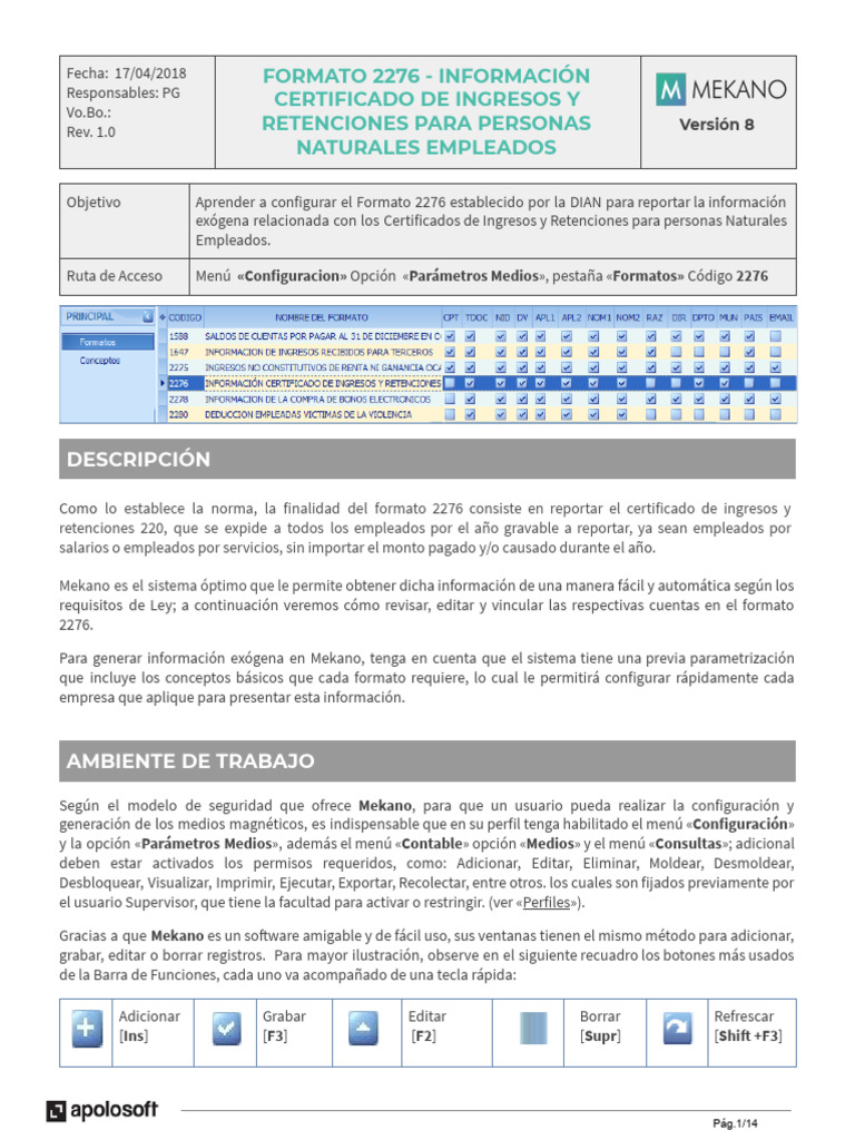 Formato 2276 - Información Certificado de Ingresos Y Retenciones para ...