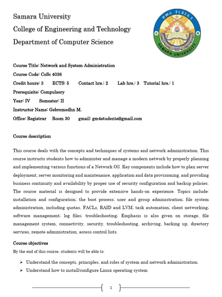 Courseoutline) (1) | PDF | Computer File | File System