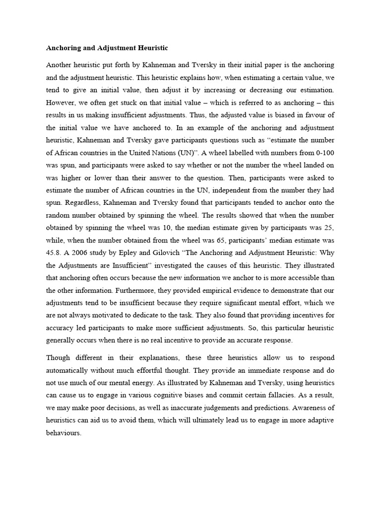 Anchoring and Adjustment Heuristic | PDF | Mental Processes | Cognitive ...