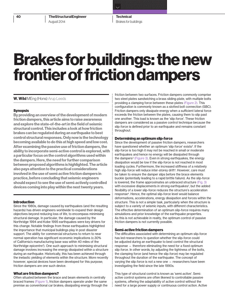 Seismic Control with Friction Dampers | PDF | Earthquake Engineering ...