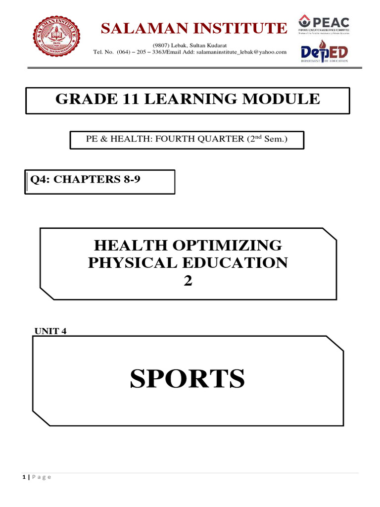 Sports: Grade 11 Learning Module | Download Free PDF | Physical Fitness | Tournament