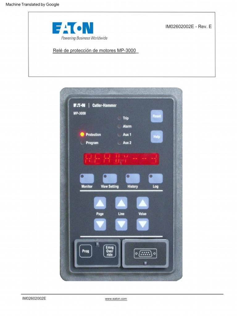 MP 3000 Motor Protection Relay Im02602002e | PDF | Relé | Ingenieria ...