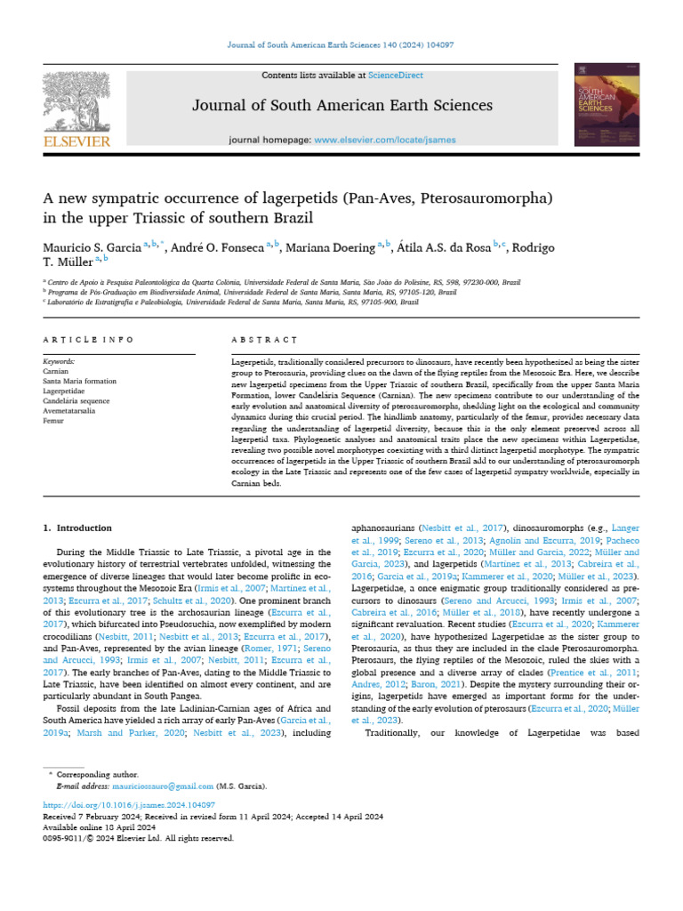 New Lagerpetid Discoveries in Brazil | PDF | Foreign Language Studies ...