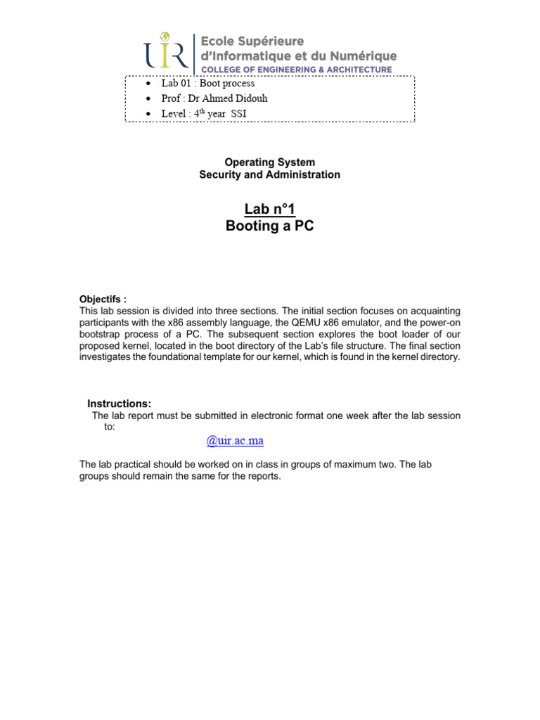 Lab1 Boot Process Download Free Pdf Booting Bios