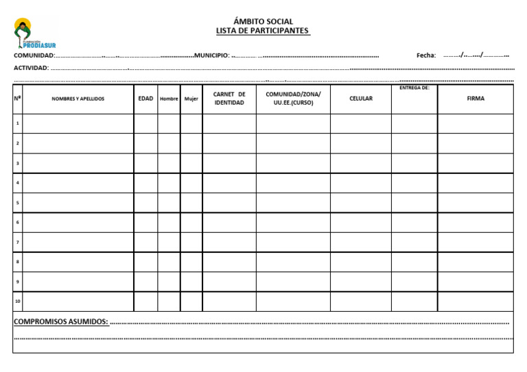 Lista de Participantes y Compromisos | PDF | Finanzas y dinero | Derecho