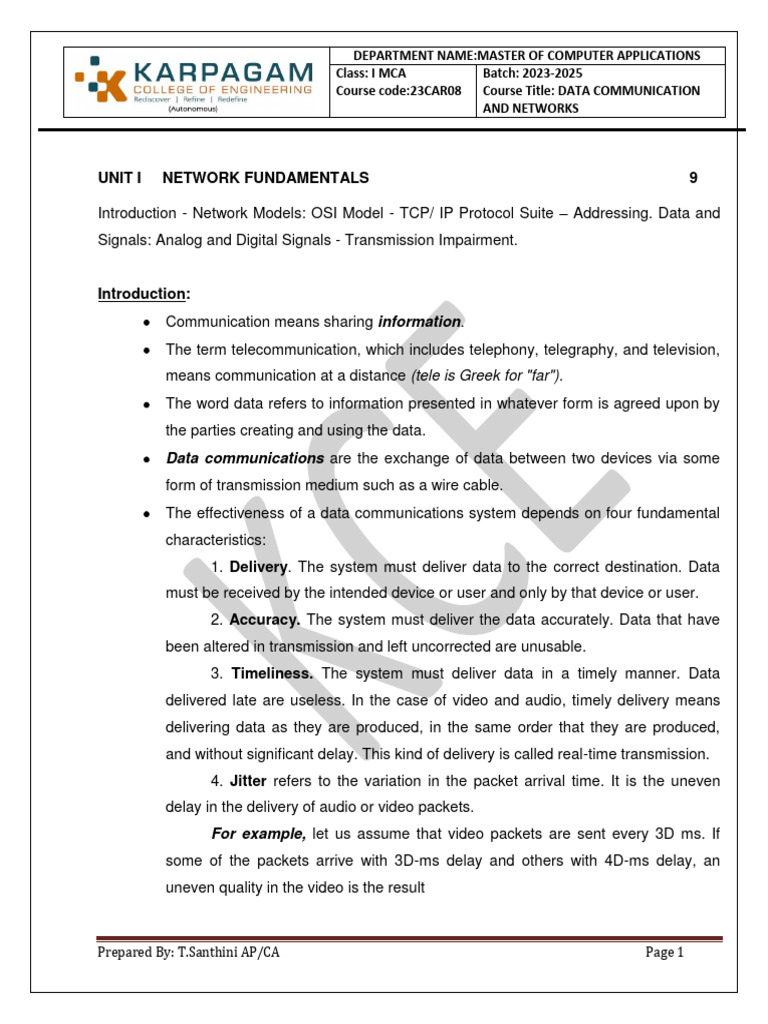 1.1 Introduction to Data Communication | PDF | Network Topology | Computer Network