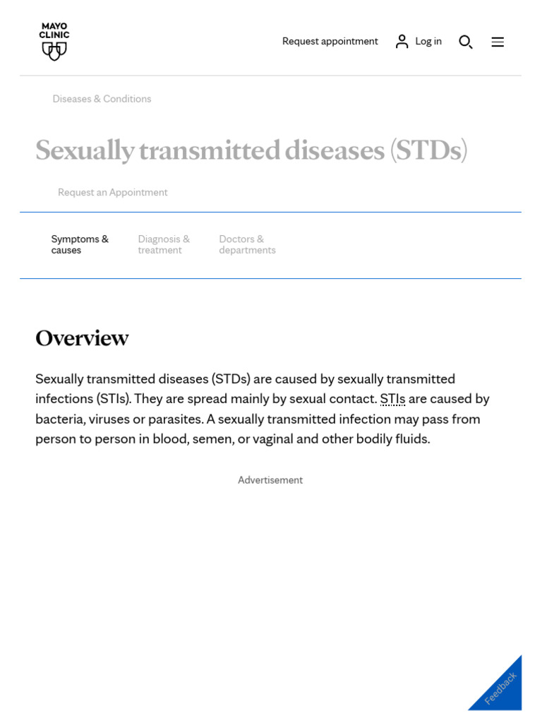 Sexually Transmitted Diseases (STDS) - Symptoms and Causes - Mayo Clinic | PDF | Sexually ...