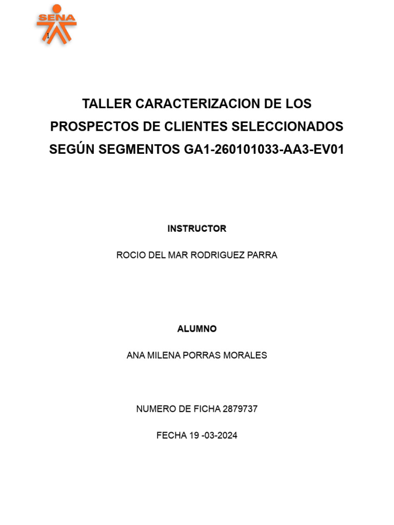 Taller Donde Realiza Caracterización de Los Prospectos de Clientes ...