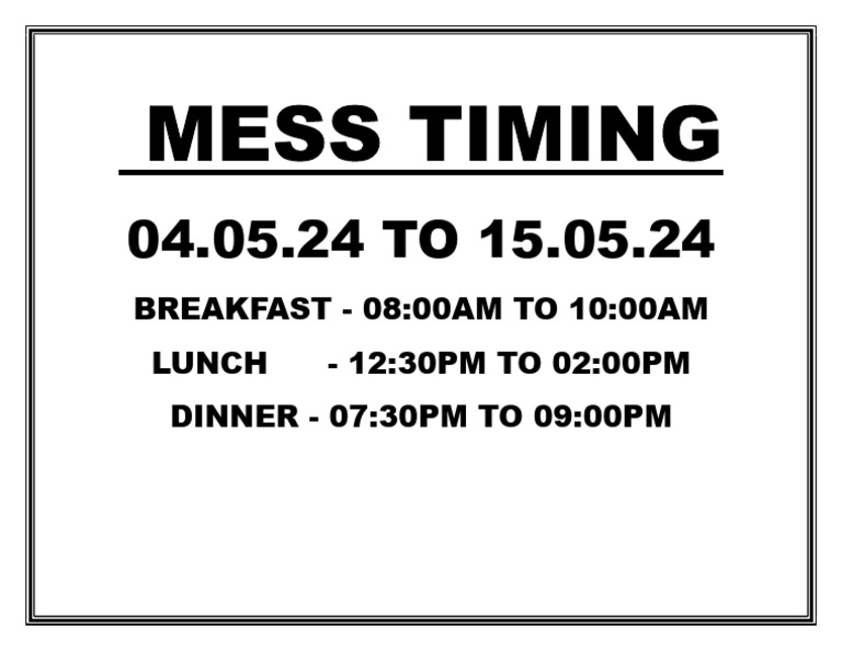 Mess Timing | PDF
