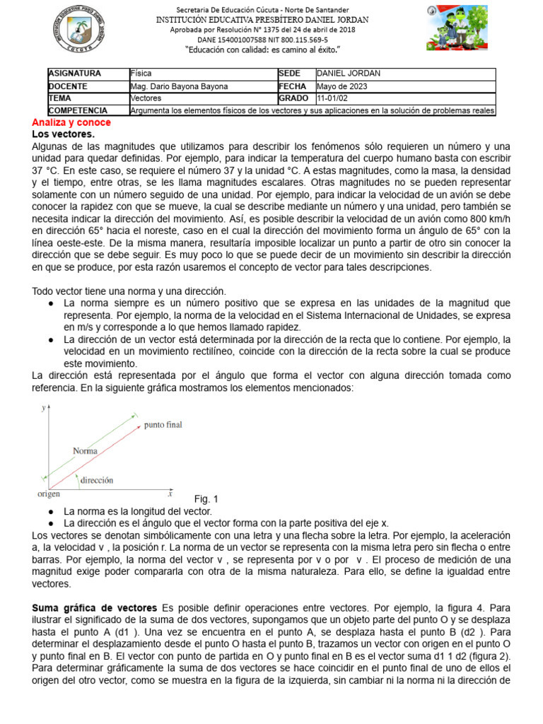 Guía Vectores | PDF | Vector Euclidiano | Velocidad