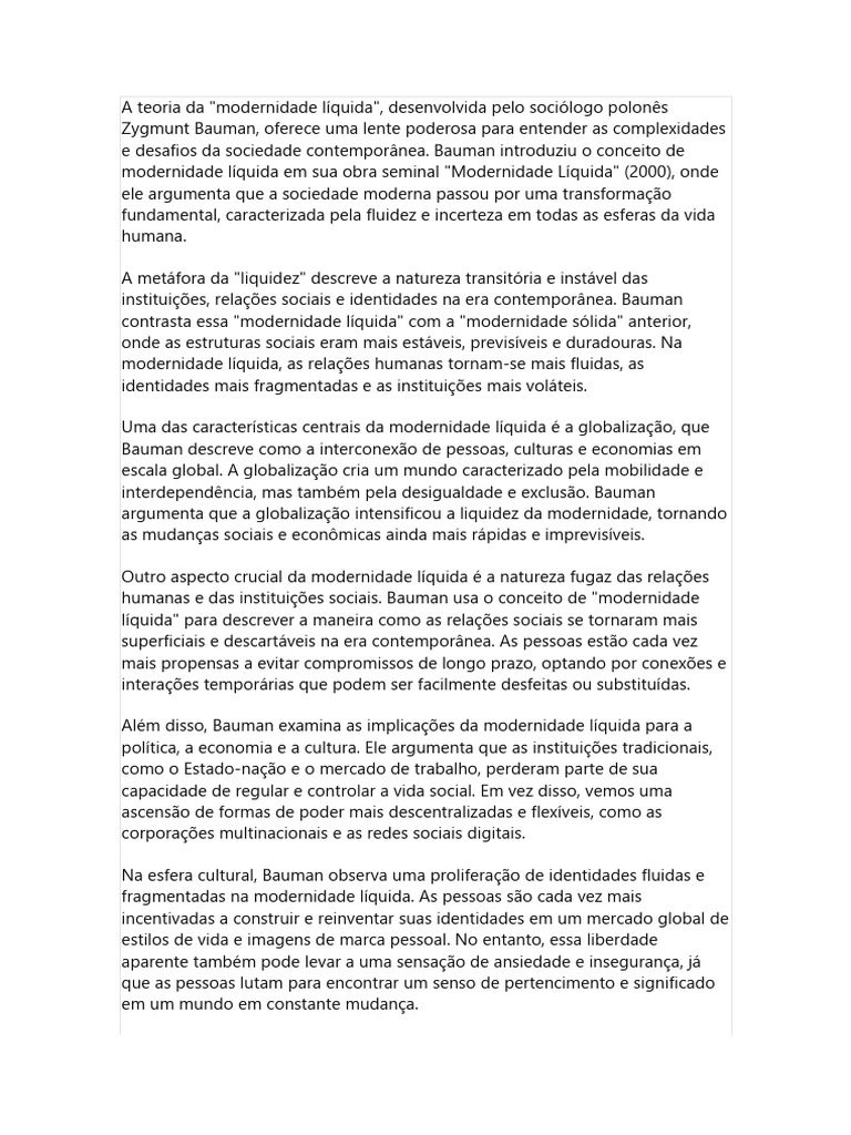 A Teoria Da | PDF | Modernidade | Sociologia