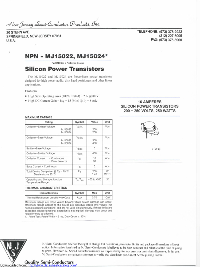 Mj 15022 | PDF | Transistor | Analog To Digital Converter