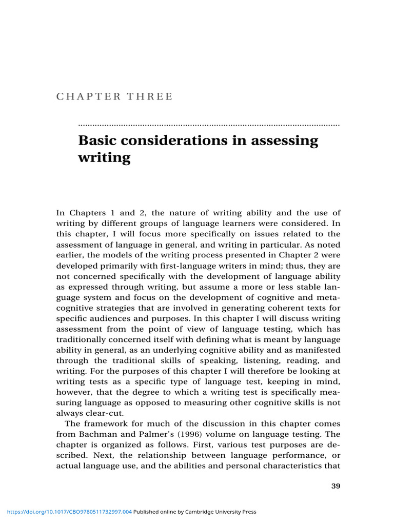 Basic Considerations in Assessing Writing | PDF