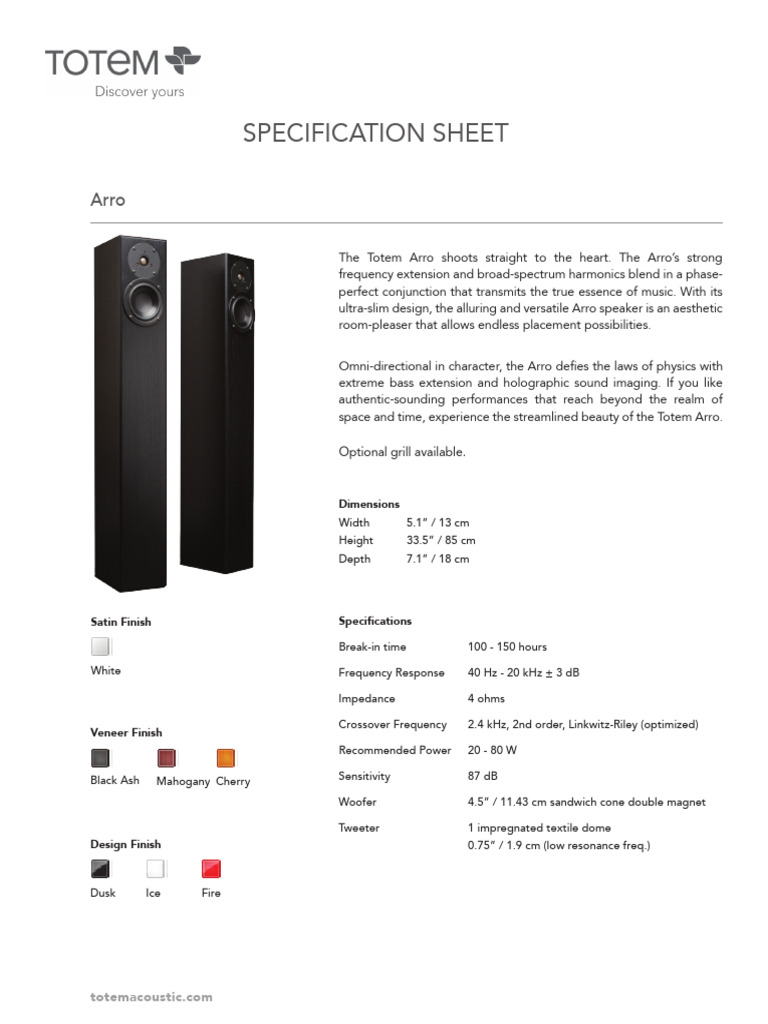 Totem SpecSheet Arro | PDF
