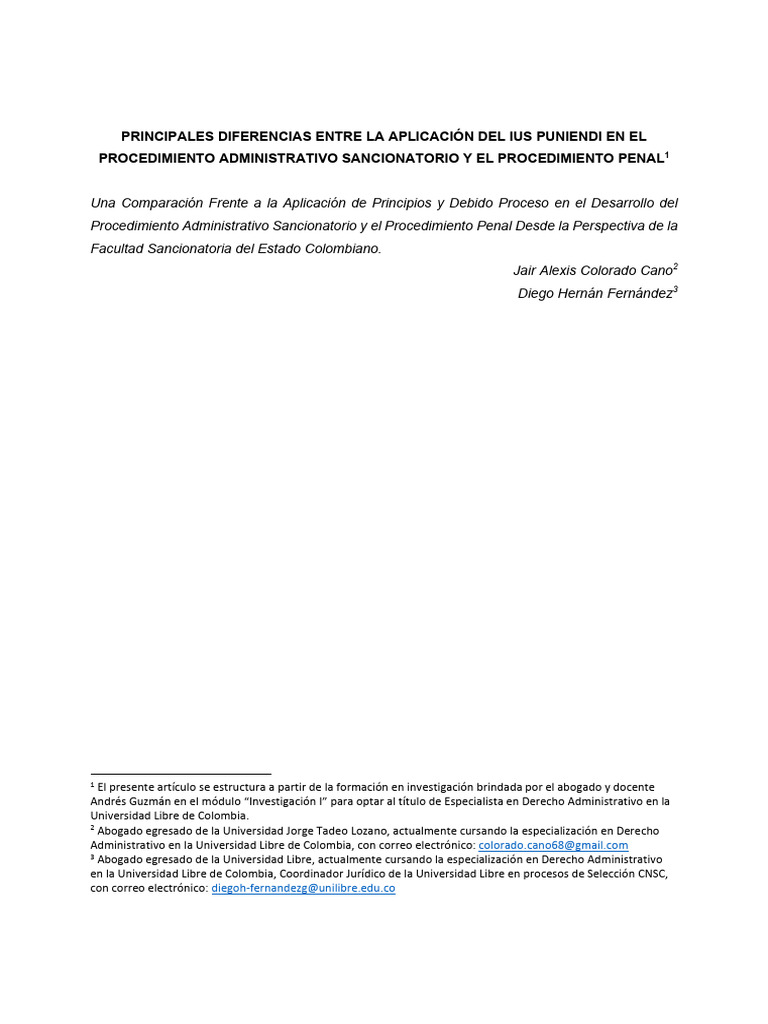 PRINCIPALES DIFERENCIAS ENTRE LA APLICACIÓN DEL IUS PUNIENDI EN EL ...